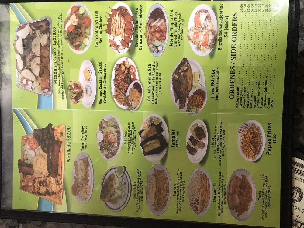 Menu at Delicias Salvadoreñas restaurant, Chelsea