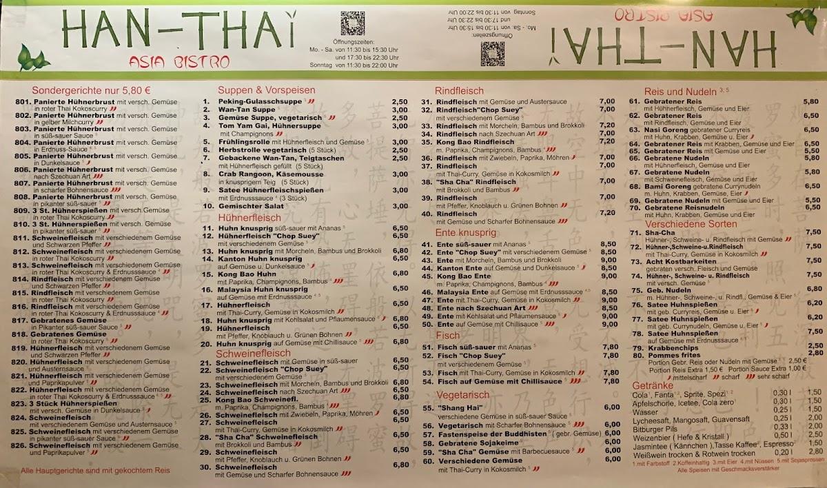 Speisekarte von HanThai restaurant, Mörfelden-Walldorf