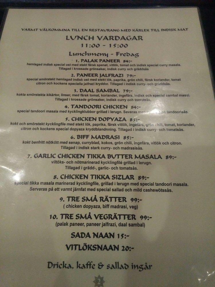Menu at King of india - restaurang växjö restaurant, Växjö