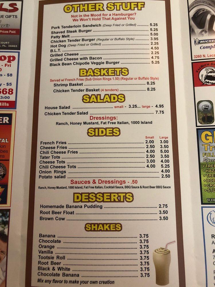 Menu at Paige's Root Beer desserts, Lecanto, W Norvell Bryant Hwy