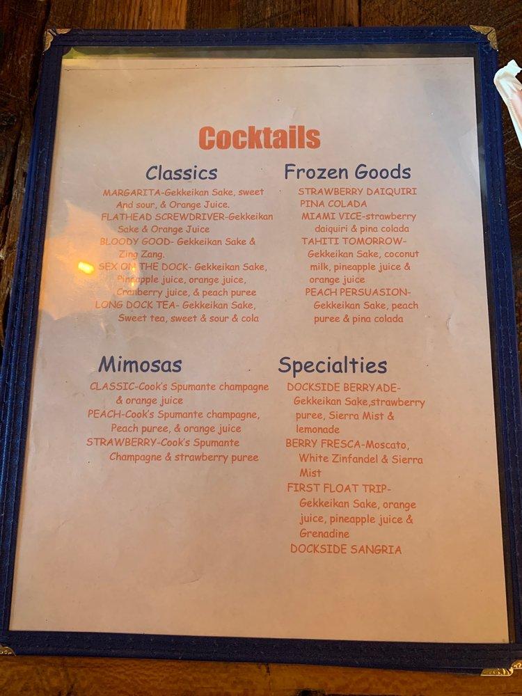 Menu at SS Dockside steakhouse, Branson