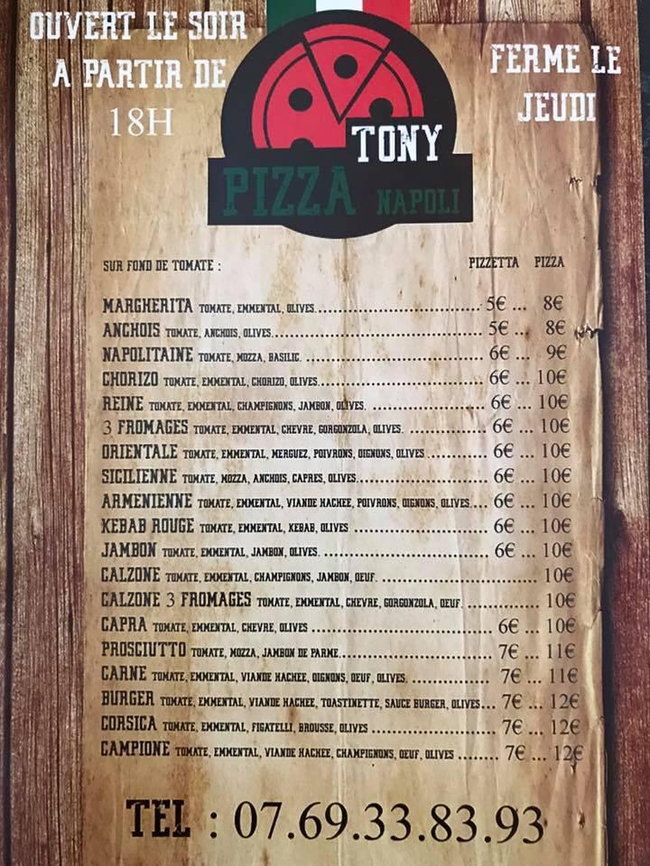 Chez Tony Pizza Menu: Tony Restaurant Menu – DJNO