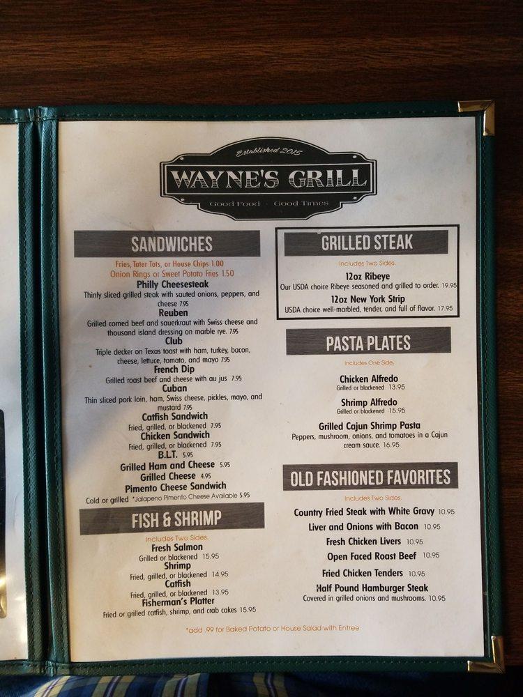 Menu at Wayne's Grill restaurant, Livingston, E Main St