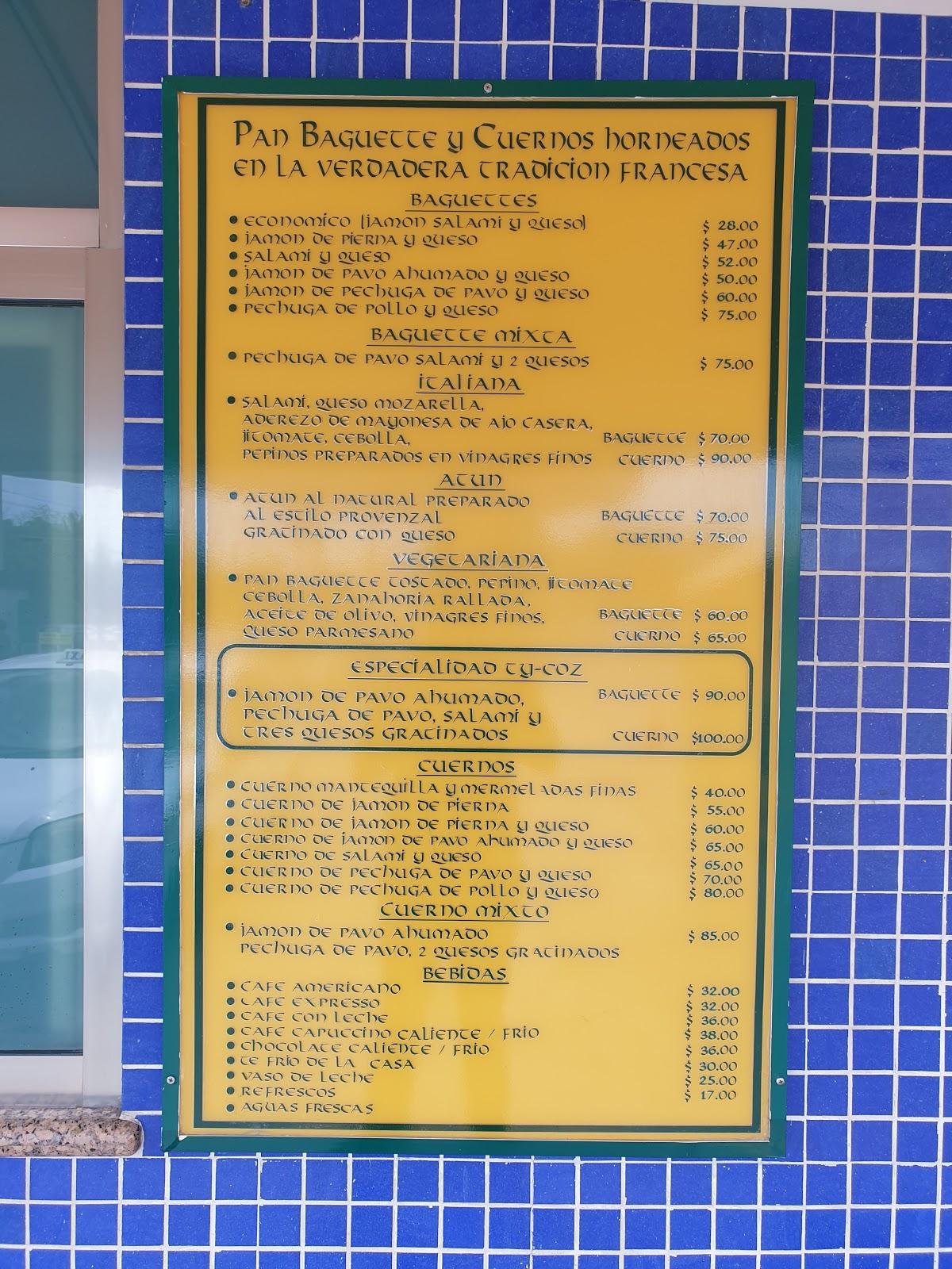 Menu at Ty-coz Expres restaurant, Cancún, Av. Las Torres 77