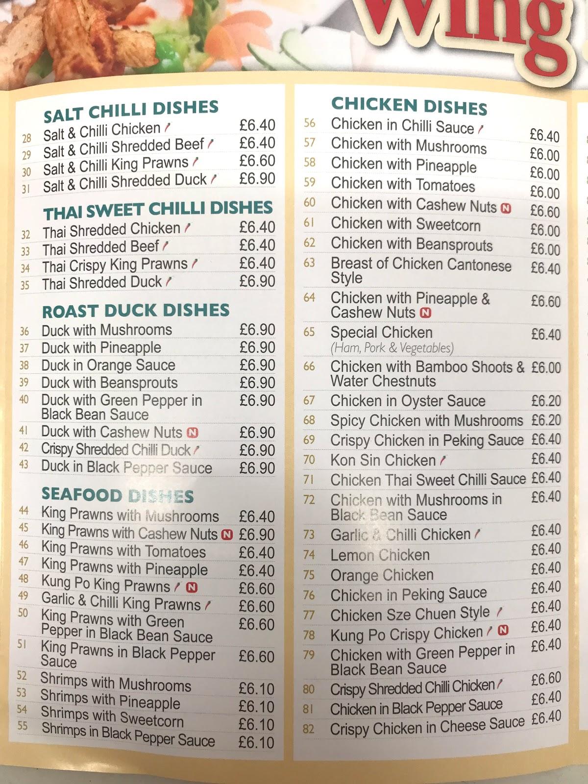 Menu at Wing Fung Restaurant, Wishaw, 123 Main St