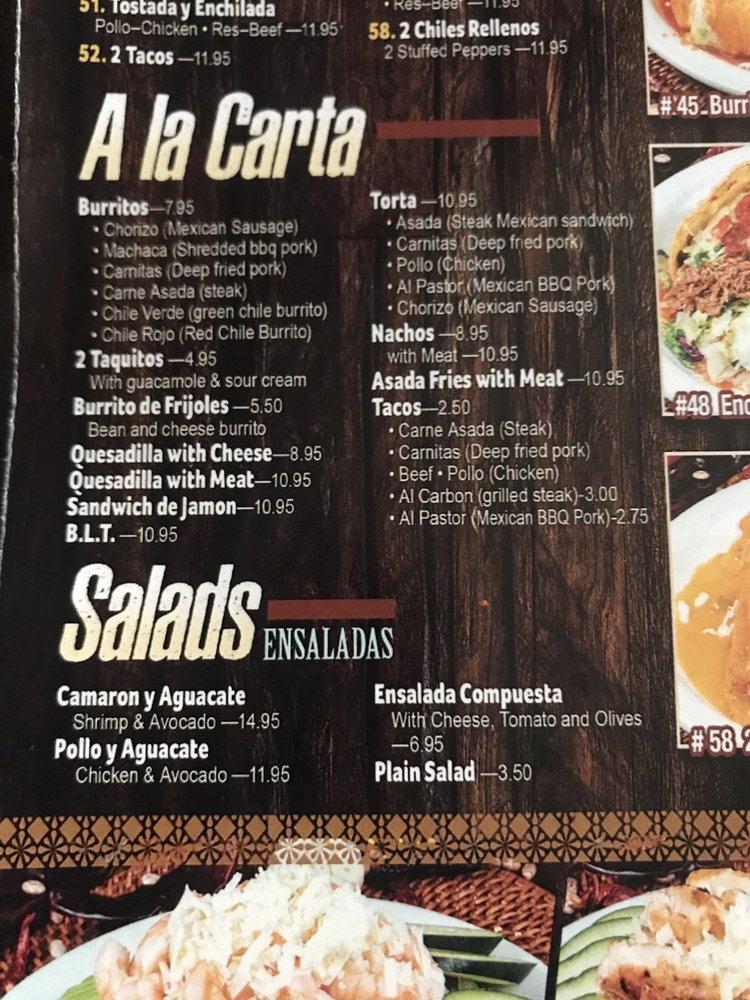 Carta del restaurante Casa Jimenez, Glendora, E Rte 66 B