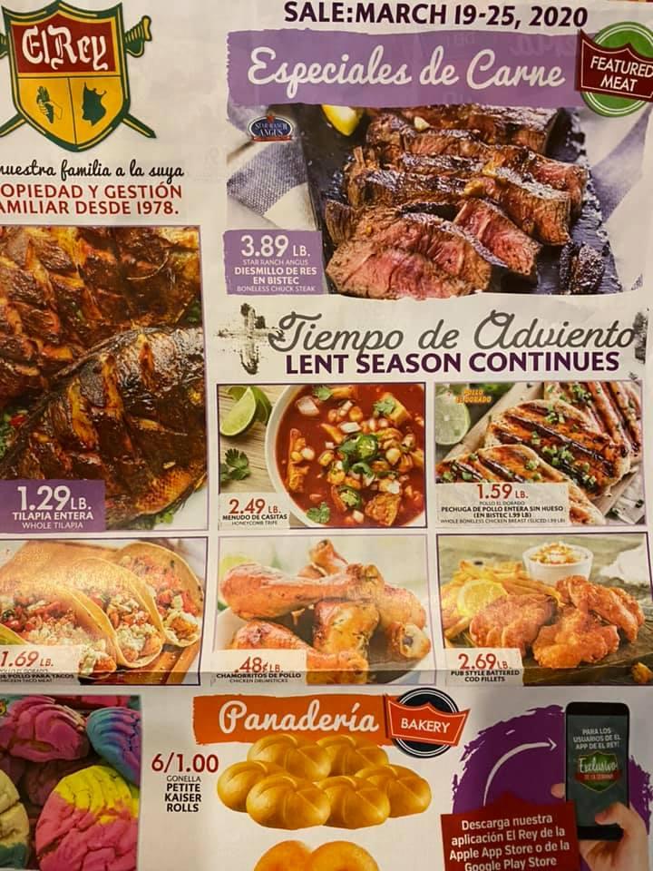 Menu at El Rey Mexican Products restaurant, Milwaukee, S Cesar E Chavez Dr