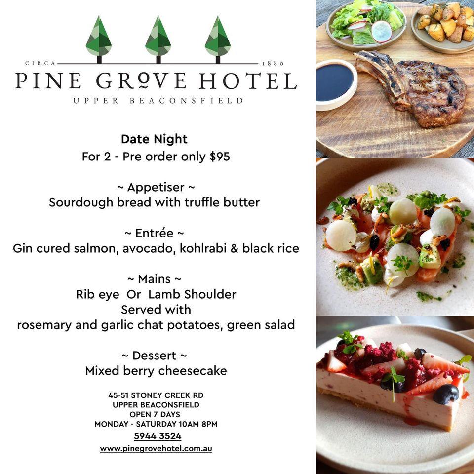 Menu at Pine Grove Hotel restaurant, Beaconsfield Upper