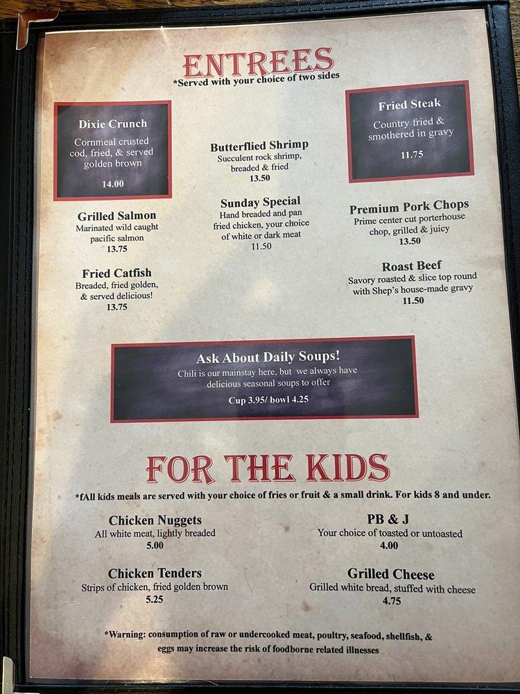 Menu at Augusta General Store Restaurant & Gift Shop, Augusta