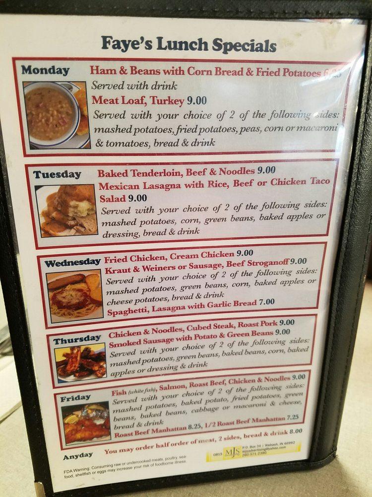 Menu at Faye's Northside Restaurant, Tipton