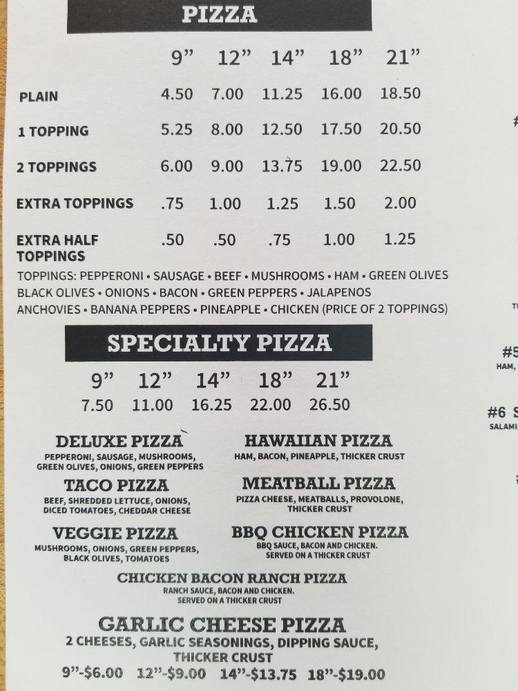 Menu at Jac & Do's Pizza pizzeria, Findlay, W Trenton Ave