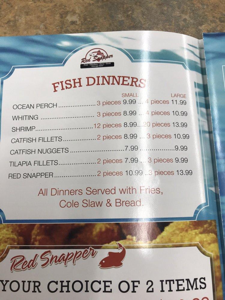 Menu at red snapper fish & chicken restaurant, Hapeville
