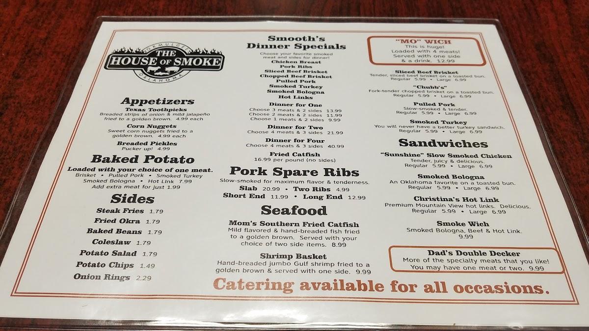 Menu at House Of Smoke BBQ, Okmulgee