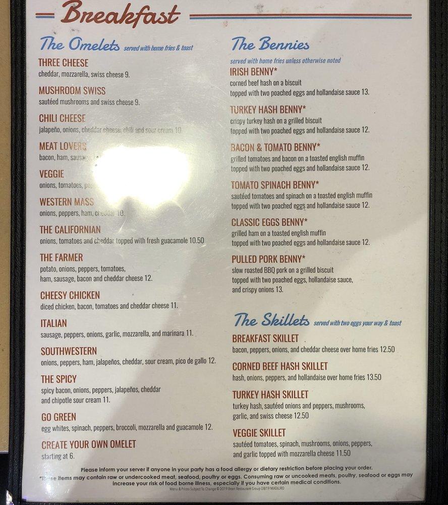 Menu at Johnny's Roadside Diner restaurant, Hadley