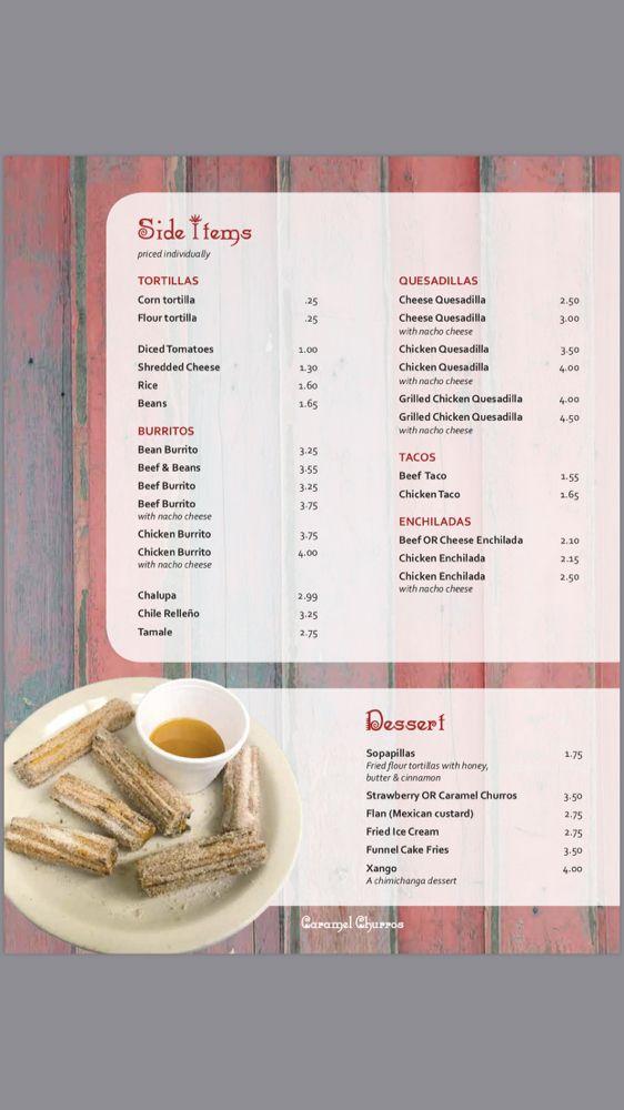 Menu at Los Tarascos restaurant, Kings Mountain, 706 York Rd