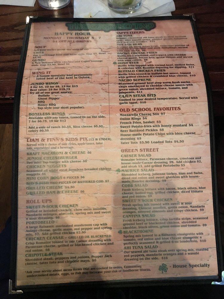 Menu at The Oxford Tap pub & bar, Orion charter Township