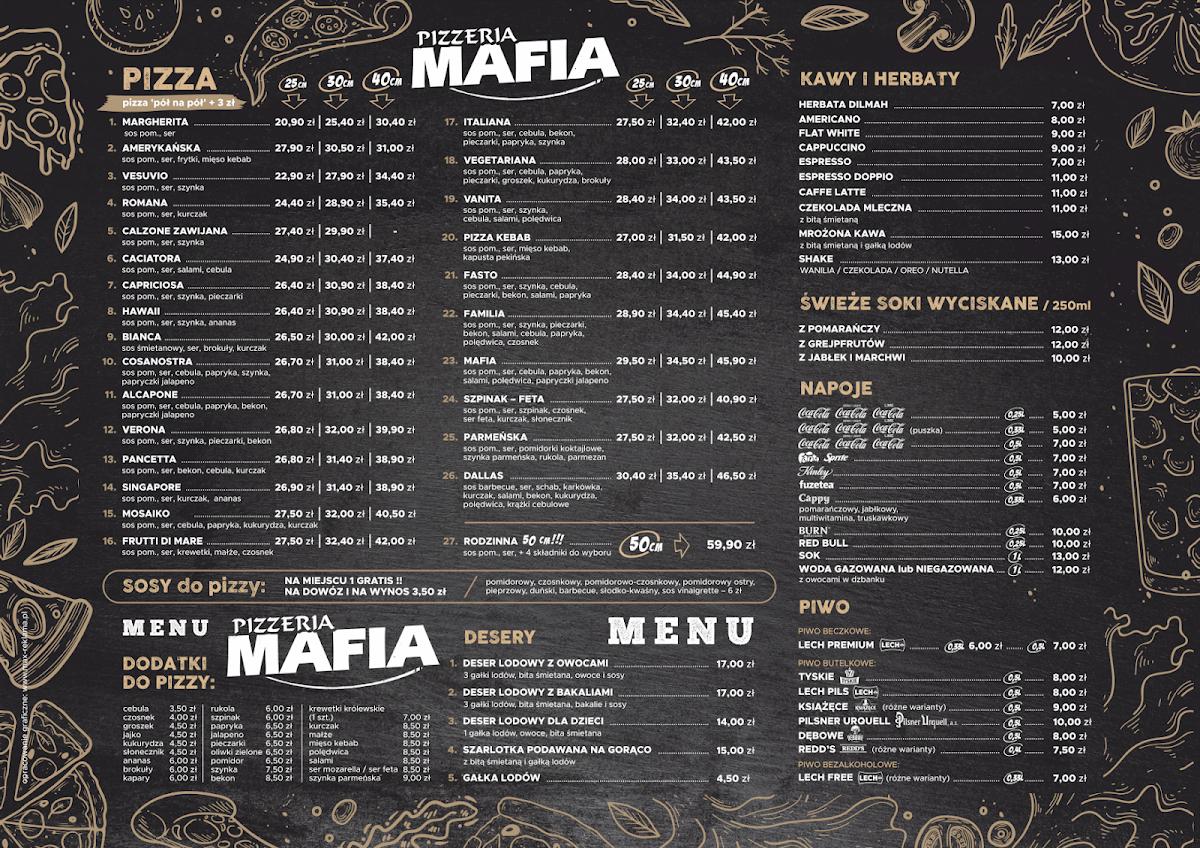 Menu at Restauracja Mafia restaurant, Międzyrzecz