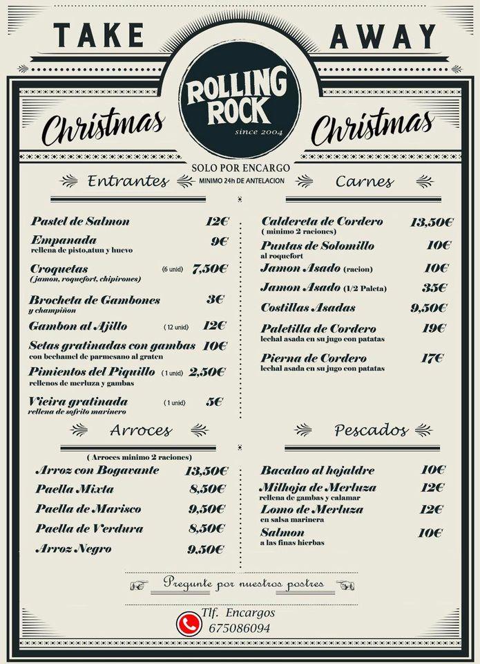 Carta de Rolling Rock American Bar, Alcázar de San Juan