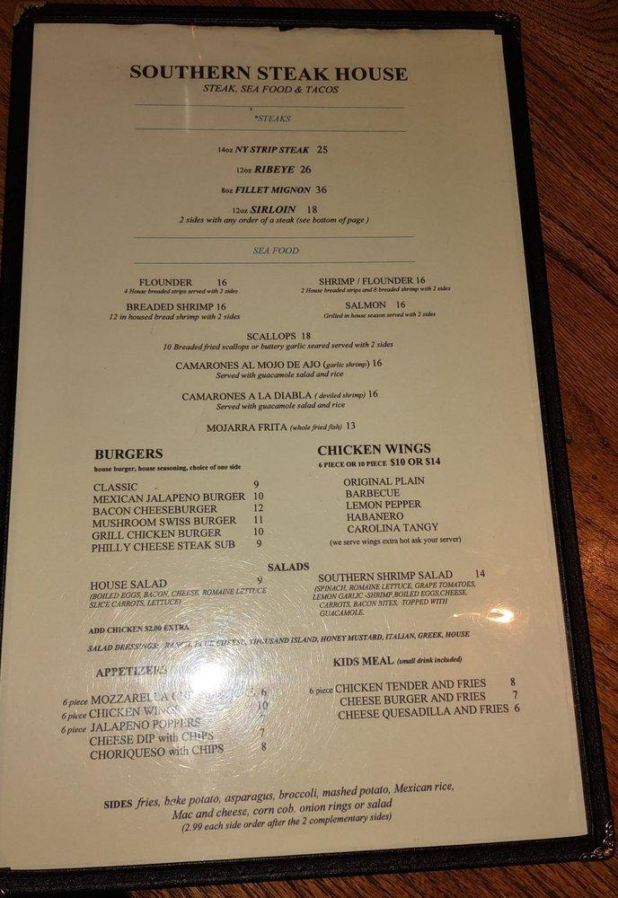 Menu at Southern Steakhouse, Seneca