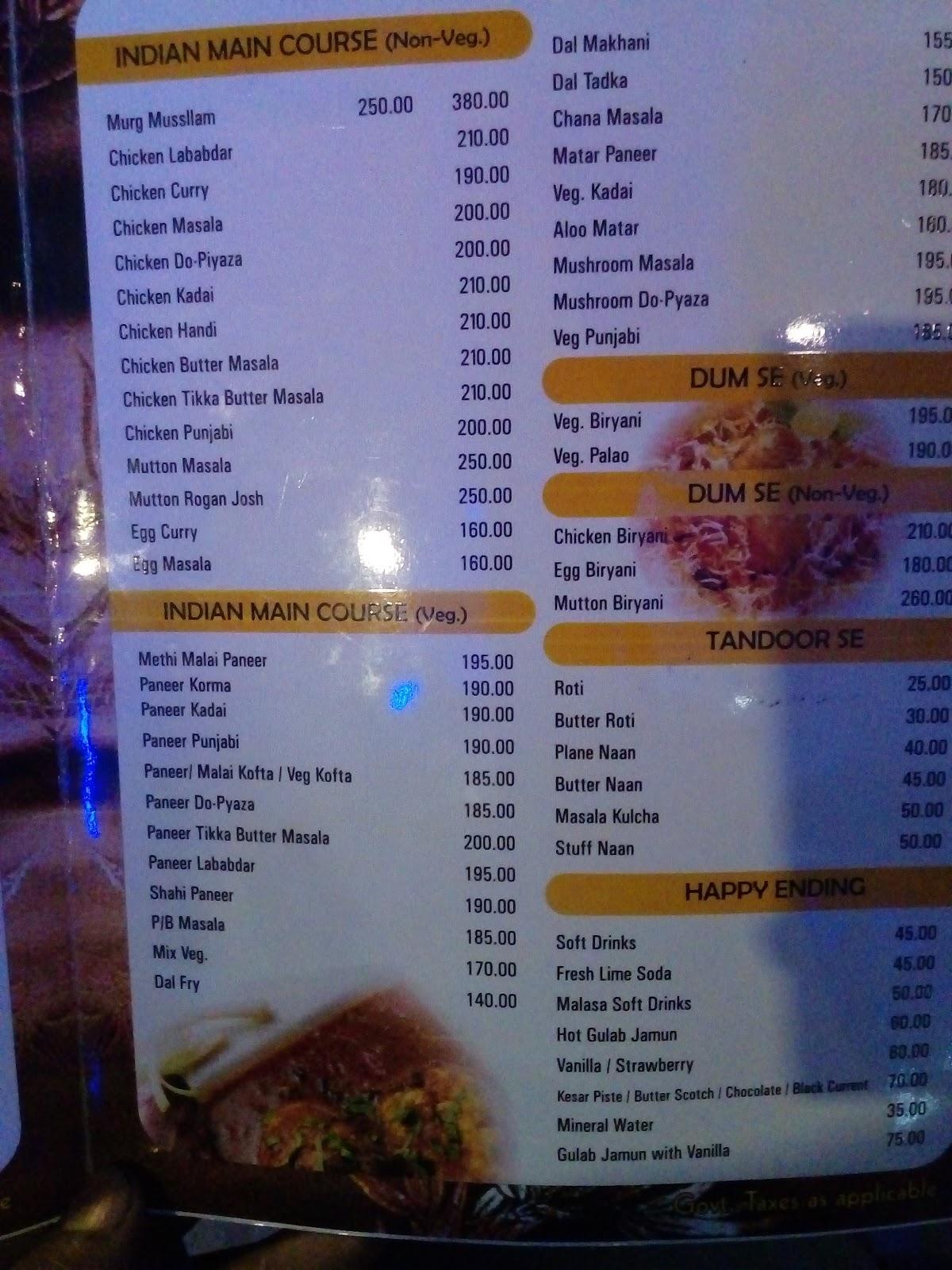 Menu at The Blue Diamond Restaurant, Jamshedpur, 1st Floor