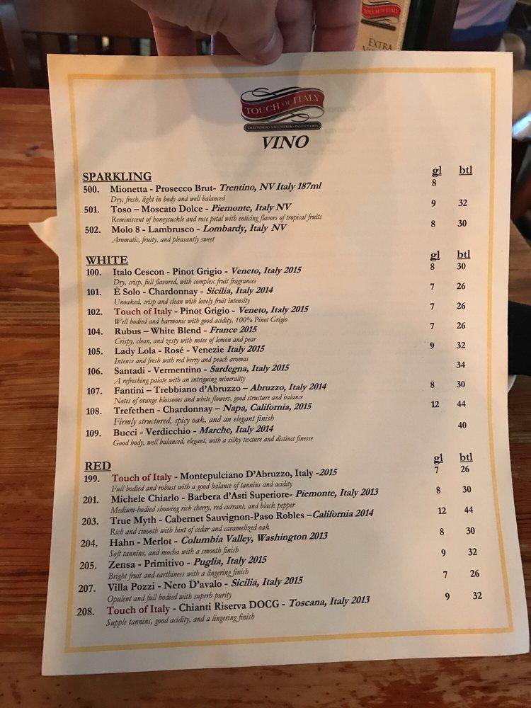 Menu at Touch of Italy pizzeria, Rehoboth Beach, Coastal Hwy