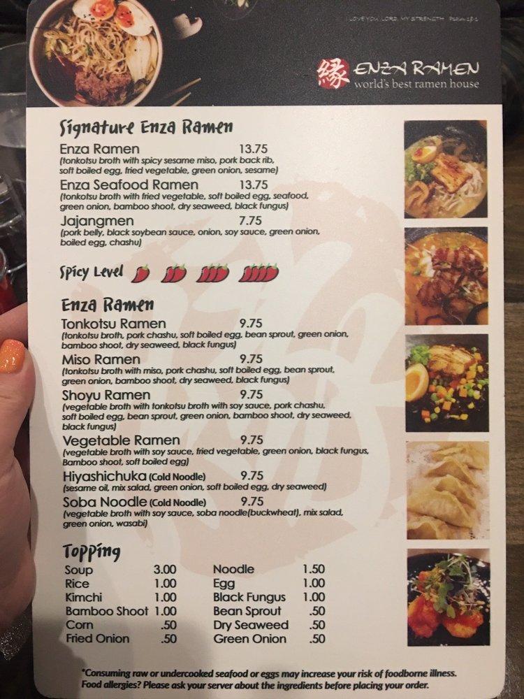 Menu at Enza Ramen restaurant, Henderson