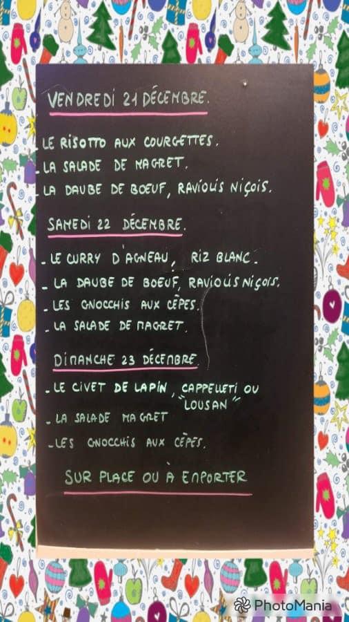 Menu at L'espresso St Roch restaurant, Nice