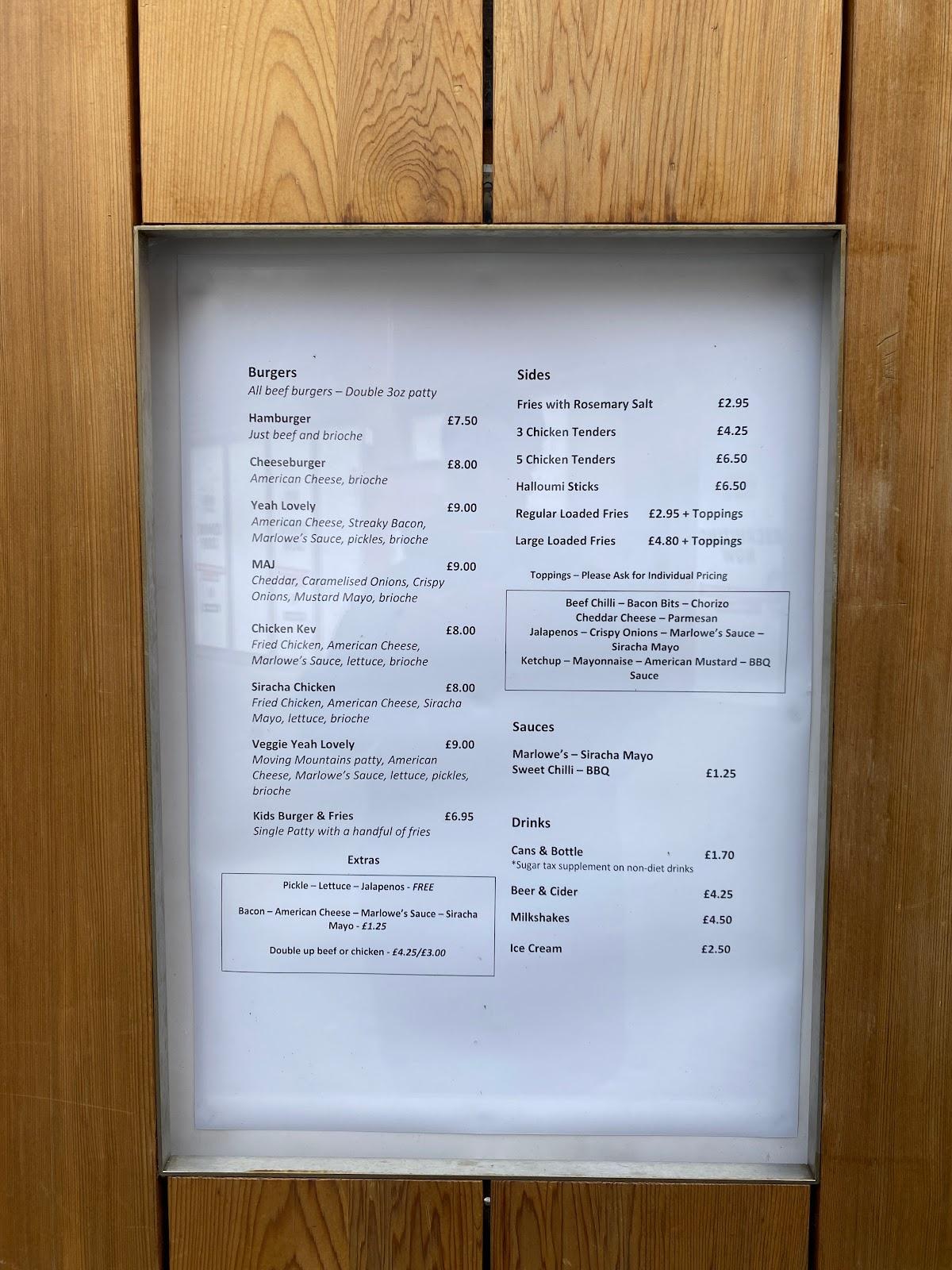 Menu at Marlowe's Burger & Ping Pong - Bromley restaurant, Bromley