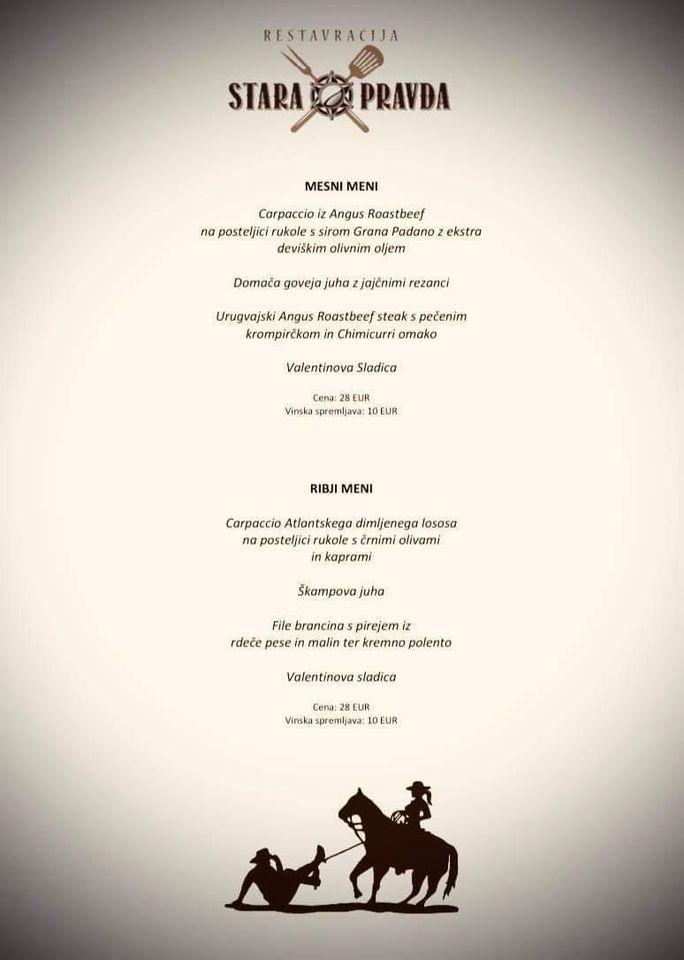 Speisekarte von Restavracija STARA PRAVDA restaurant, Kranj