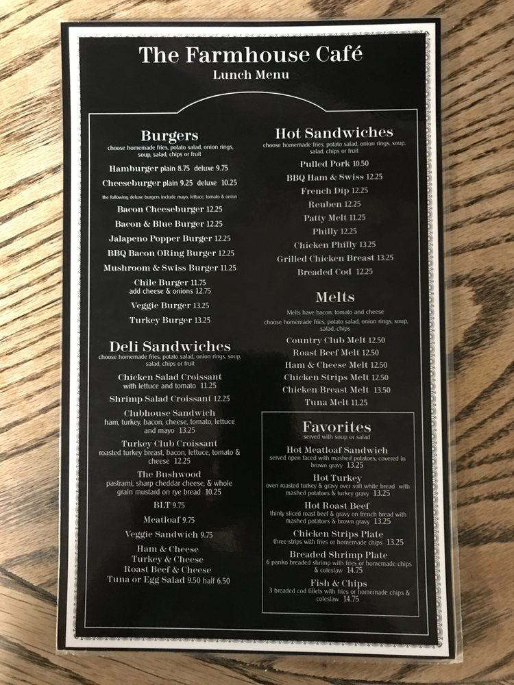 Menu at The Farmhouse Cafe, Metaline Falls