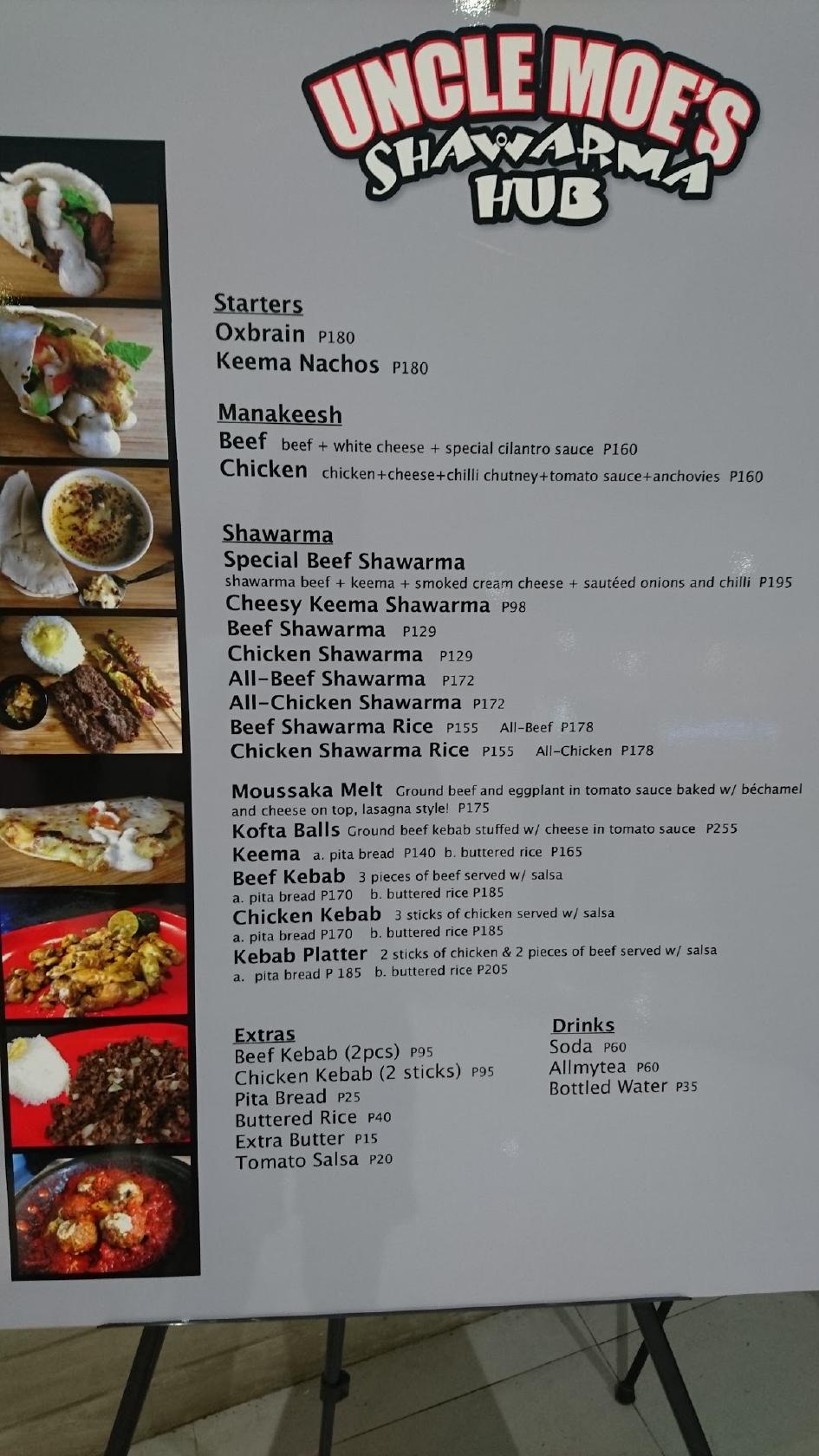 Carta del restaurante Uncle Moe's Shawarma Hub - SM Light, Mandaluyong ...