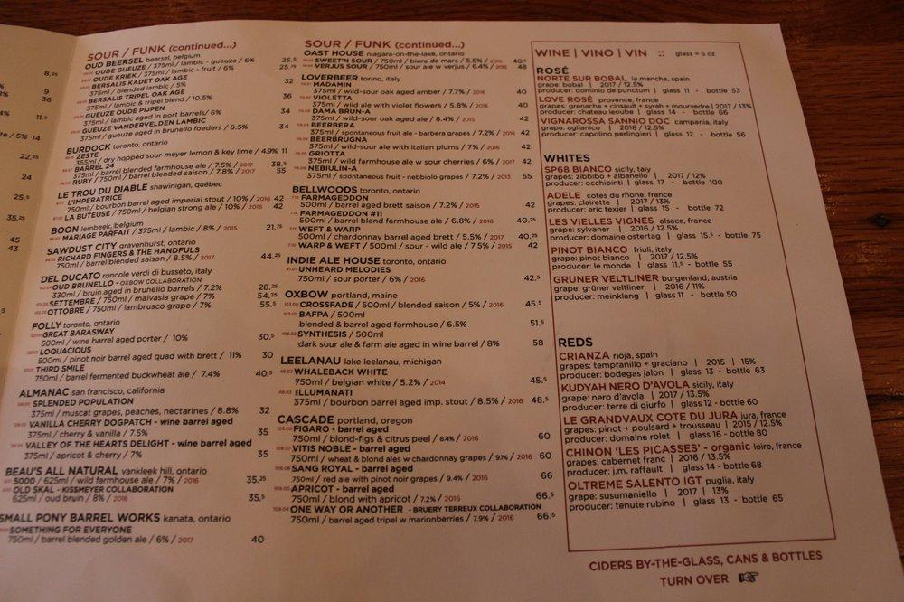 Menu at WVRST pub & bar, Toronto, 609 King St W