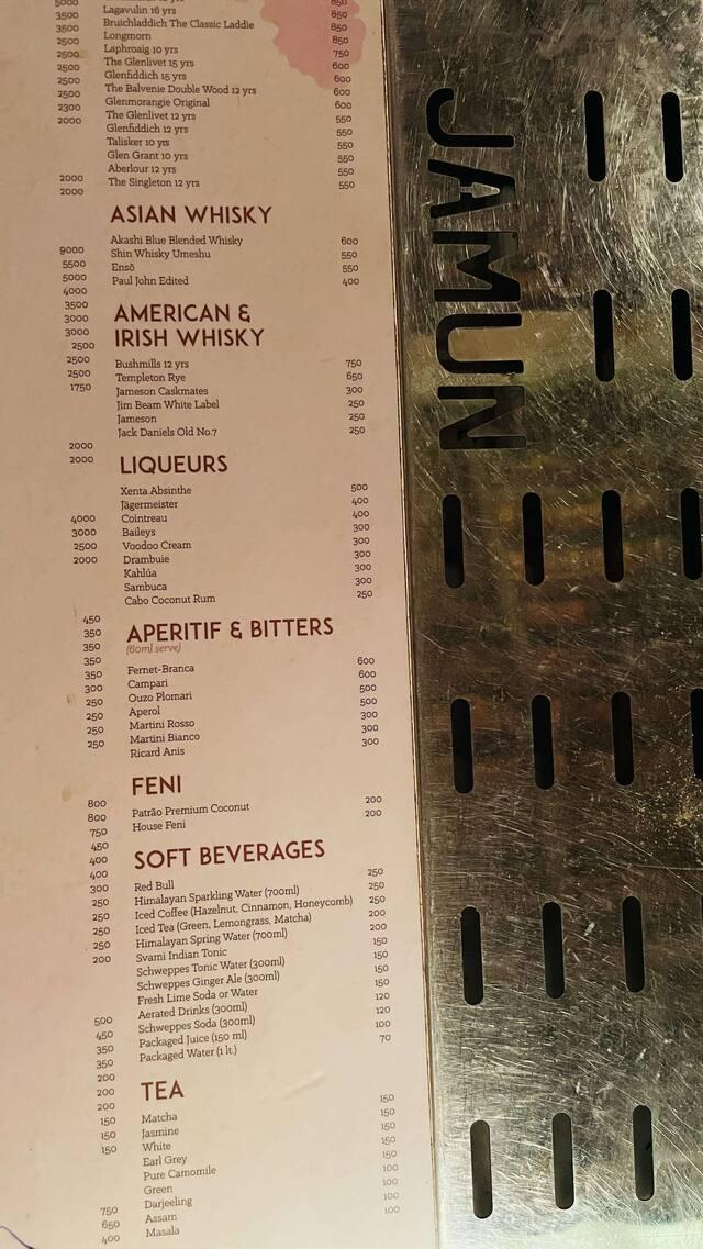 Menu at Jamun Goa, Assagao