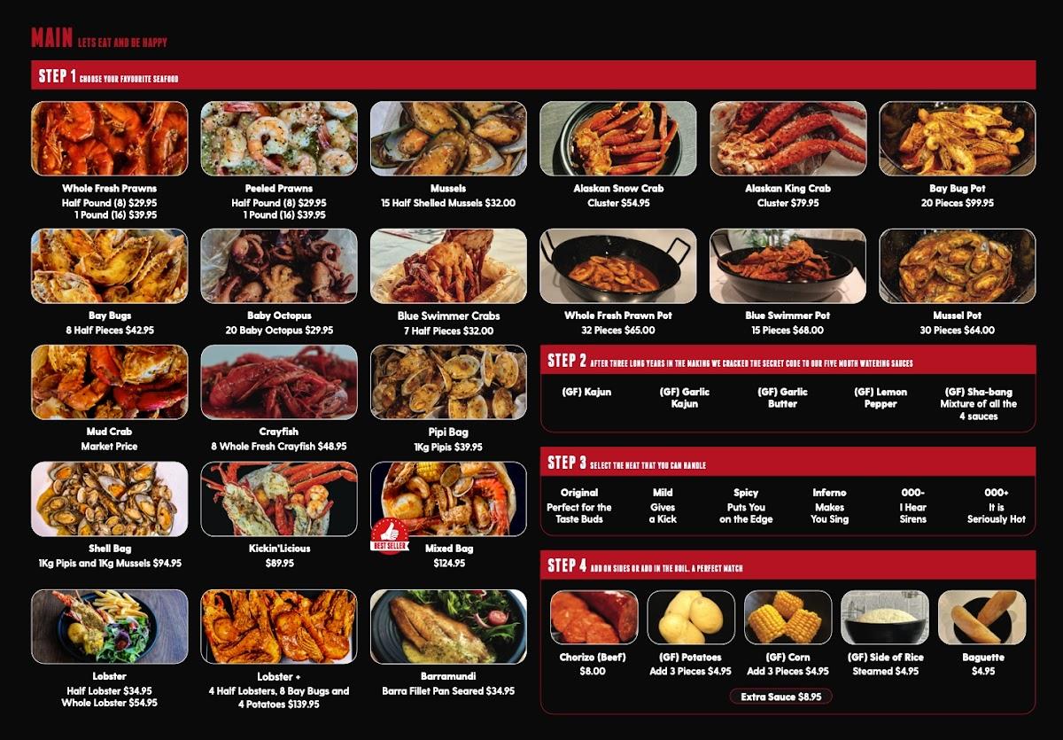 Menu at Kickin'Inn Port Melbourne restaurant, Port Melbourne