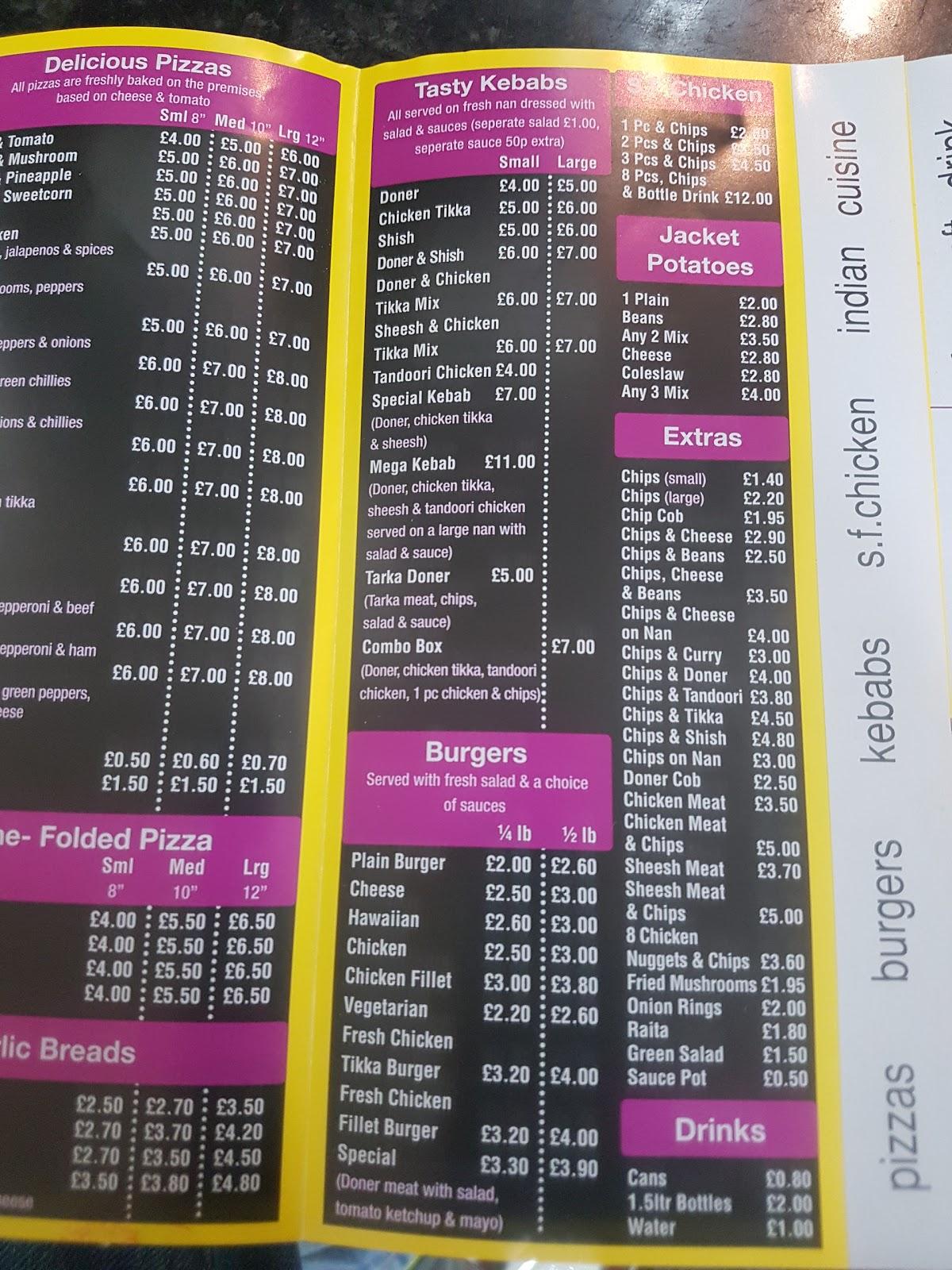 Menu at Top Chef restaurant, Derby, 109 King St