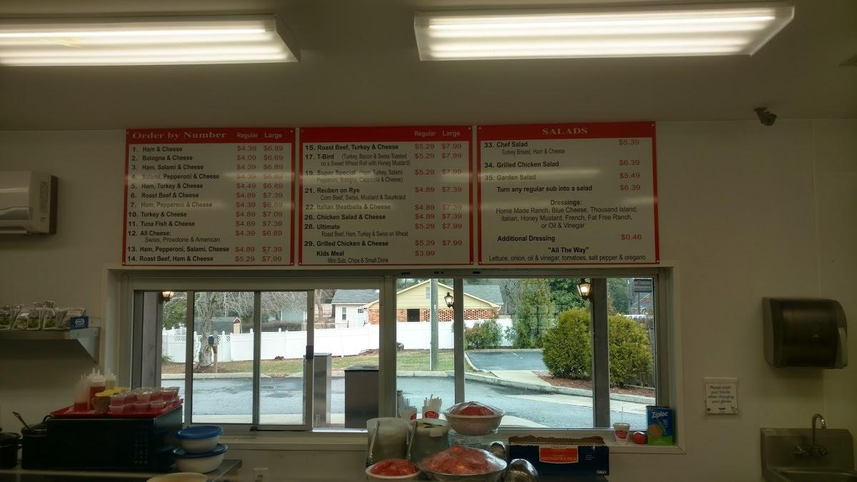 Menu at Sub Station II restaurant, Spartanburg, John B White Sr Blvd