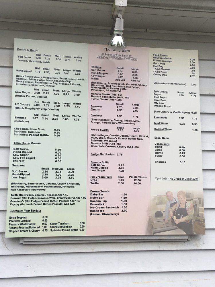 Menu at Dairy Barn, Danville