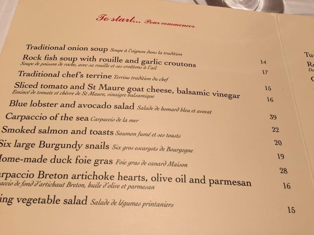 Menu at Le Pichet de Paris restaurant, Paris