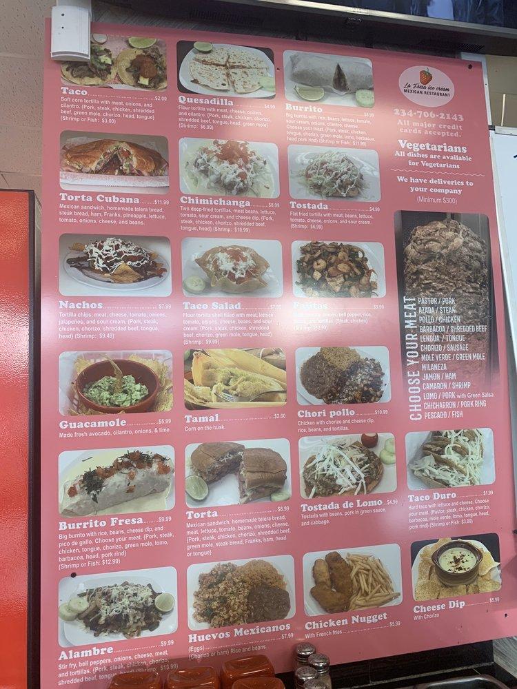 Menu at La Fresa Ice cream desserts, Akron