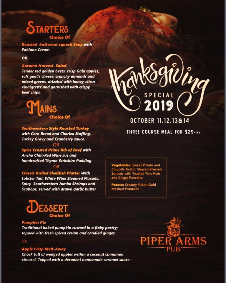 Menu at Piper Arms Pub Burlington, Burlington