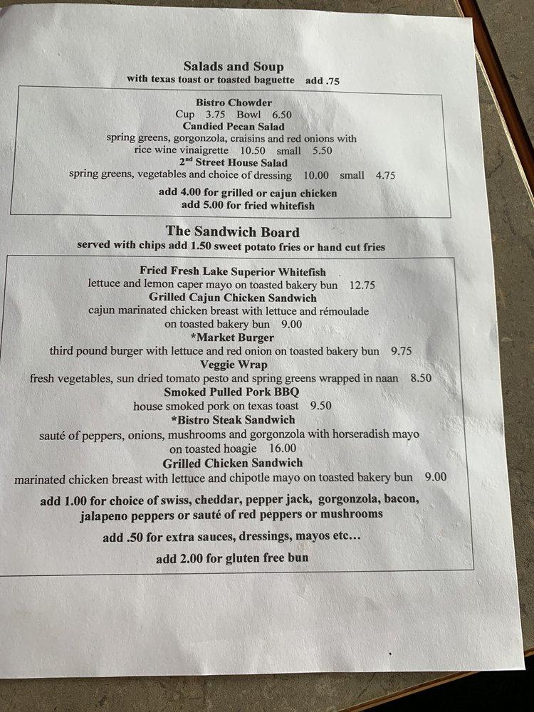 Menu at Second Street Bistro pub & bar, Ashland
