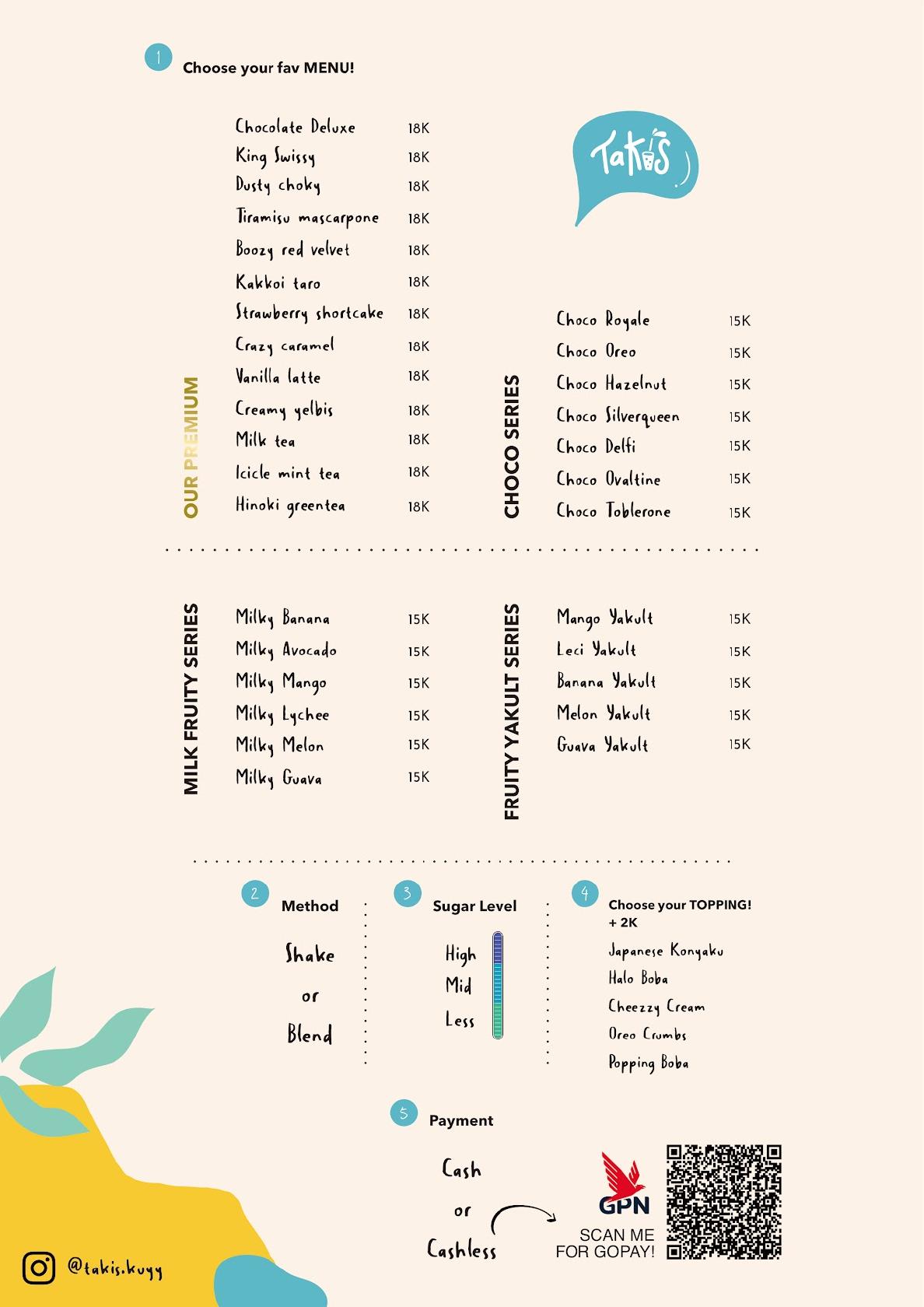 Menu at Takis pub & bar, Tanjung Pinang