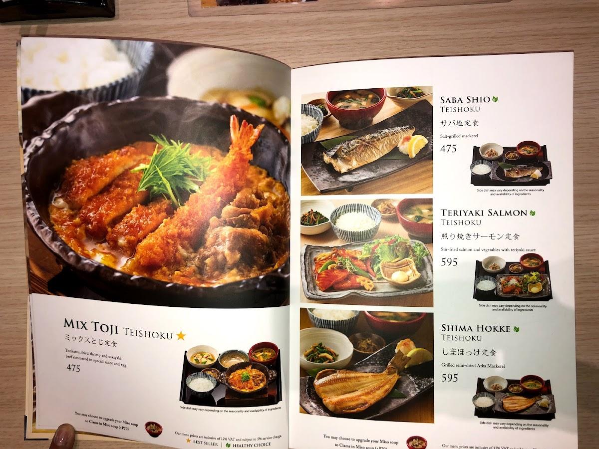 Menu at Yayoi Mall of Asia restaurant, Pasay