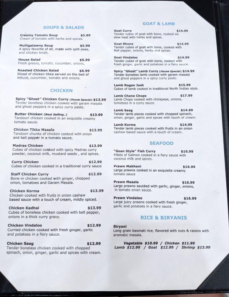 Menu at CURRY PLACE SILVER SPRING restaurant, Silver Spring