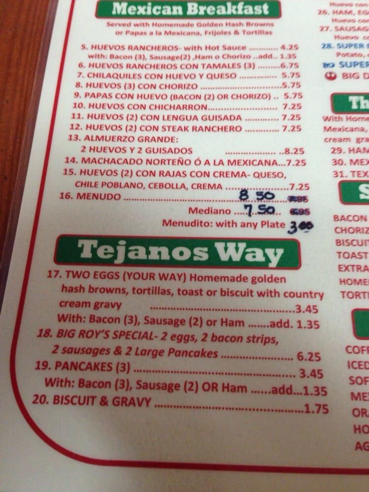 Menu at Don Chile Mexican Restaurant, Houston
