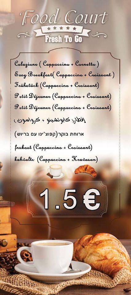 Menu at Food Court restaurant, Fezzano