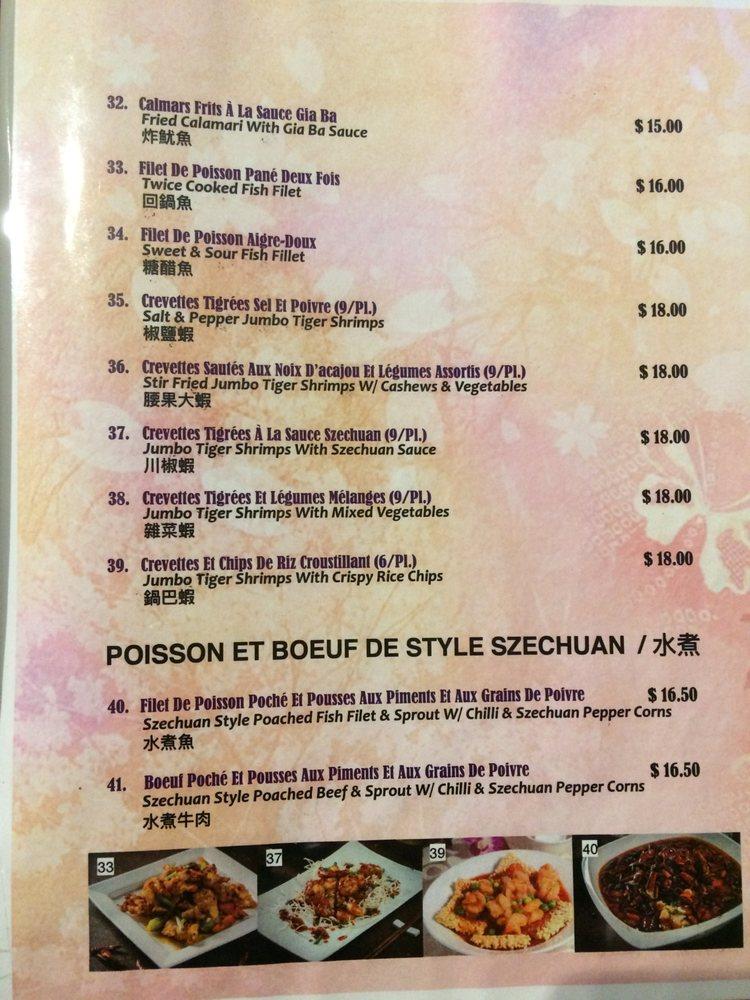 Menu at Gia Ba restaurant, Montreal