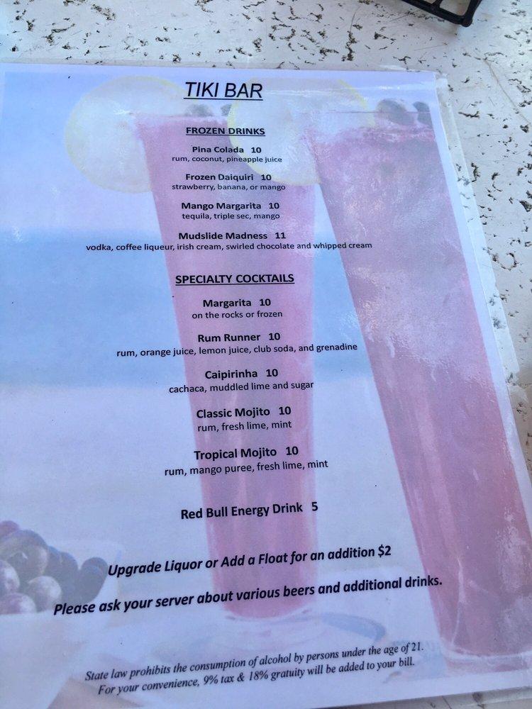 Menu at Paradise Cafe, Miami Beach