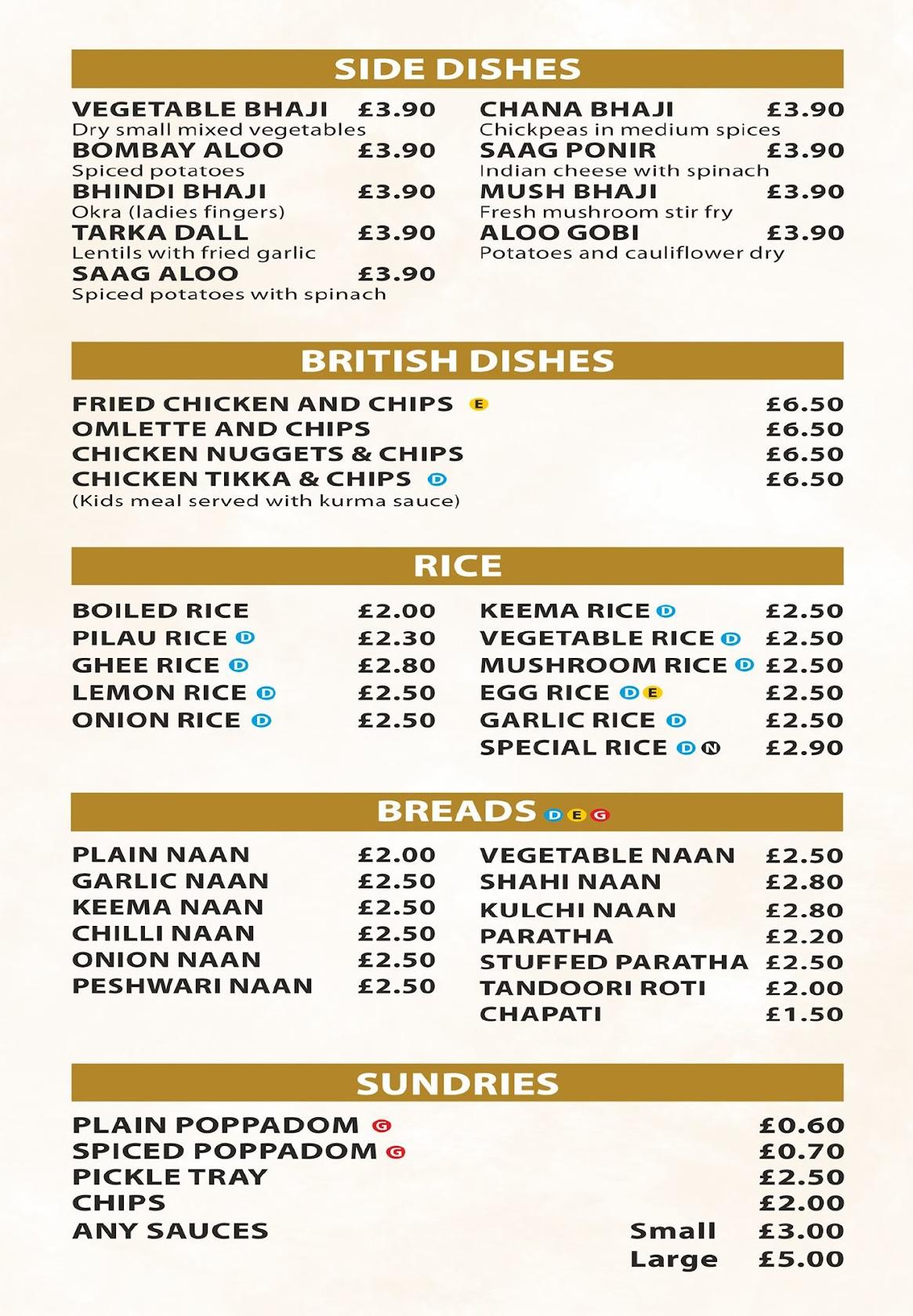 Menu at Samad Cottage restaurant, Dronfield