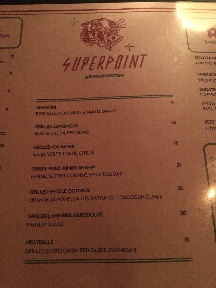 Menu at Superpoint pub & bar, Toronto